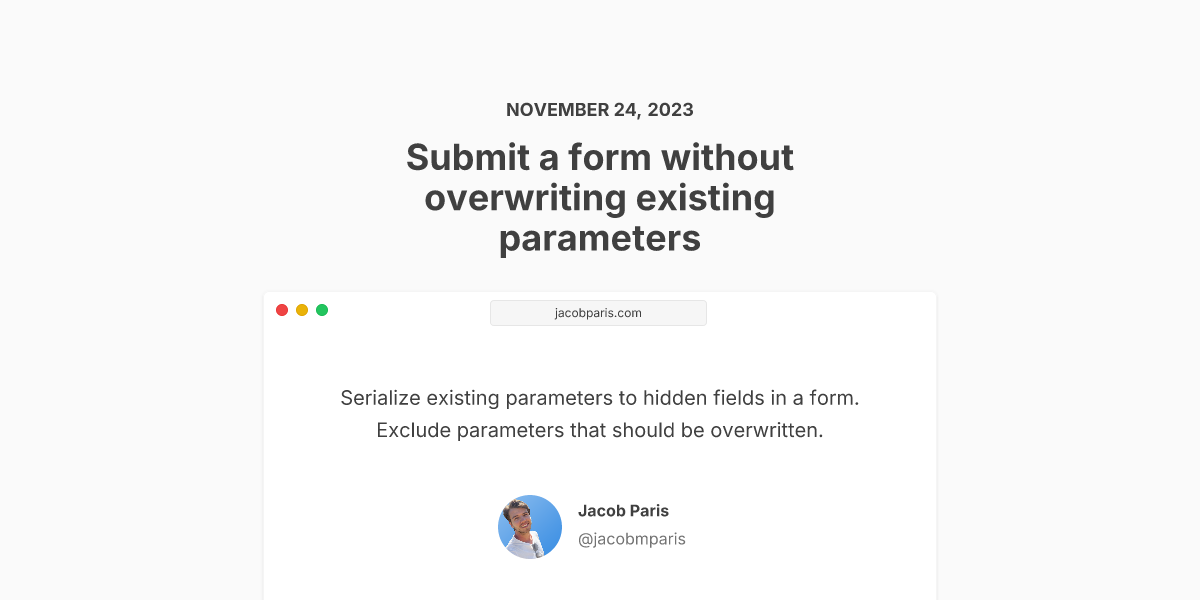 Submit A Form Without Overwriting Existing Parameters 6718