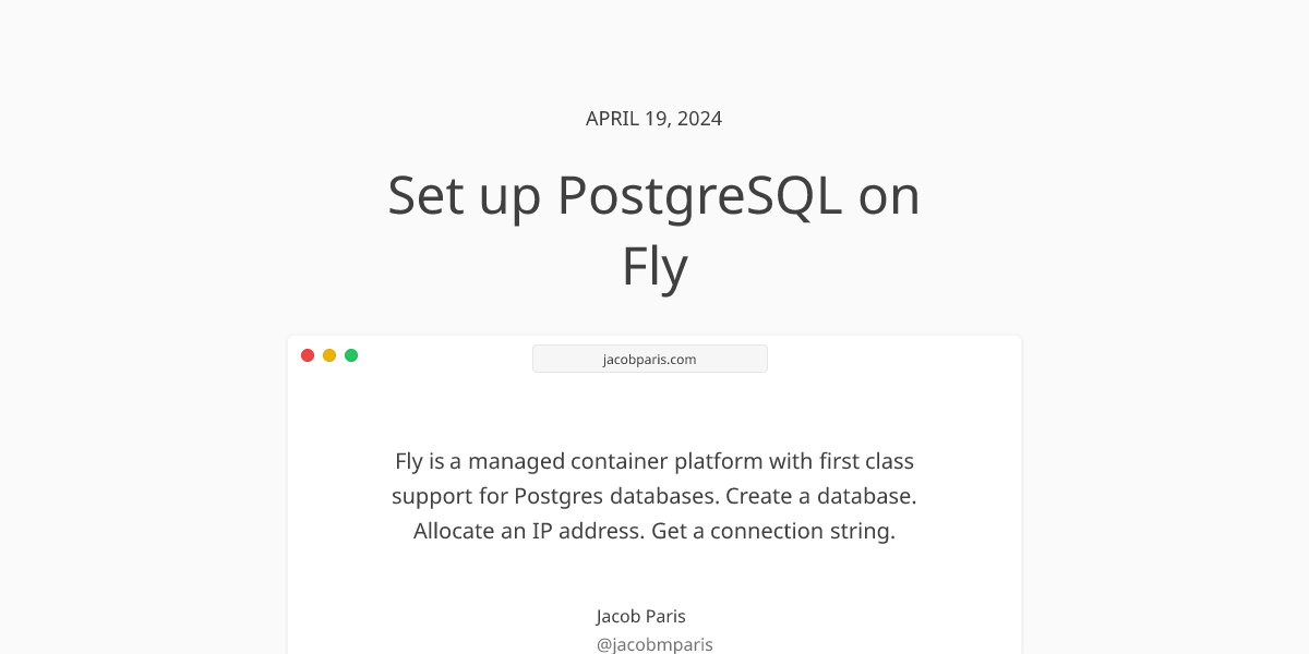 Set up PostgreSQL on Fly