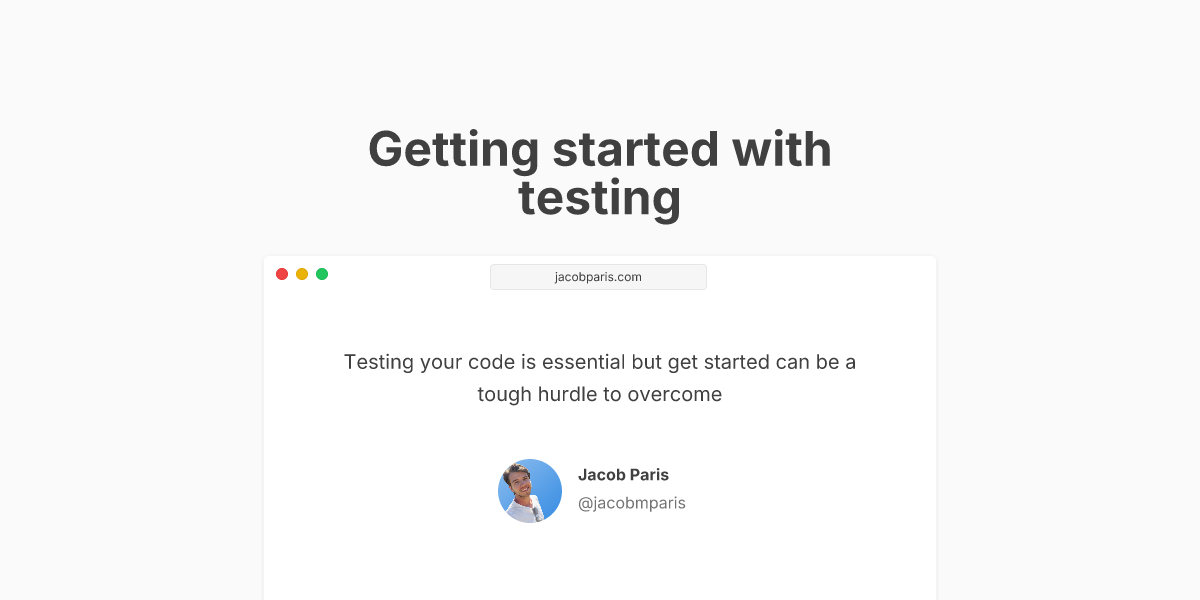 Getting started with testing