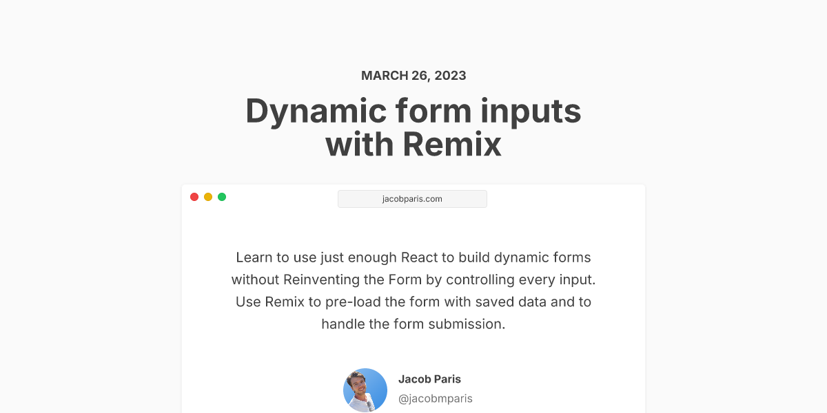 Dynamic form inputs with Remix Dynamic form inputs with Remix