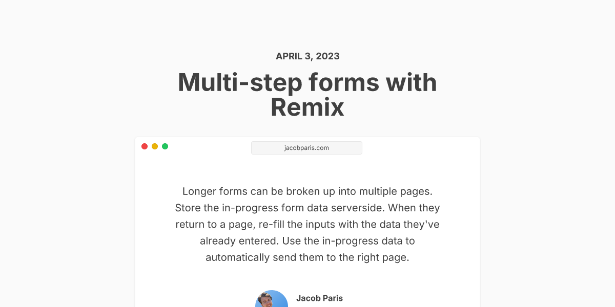 Multi-step forms with Remix