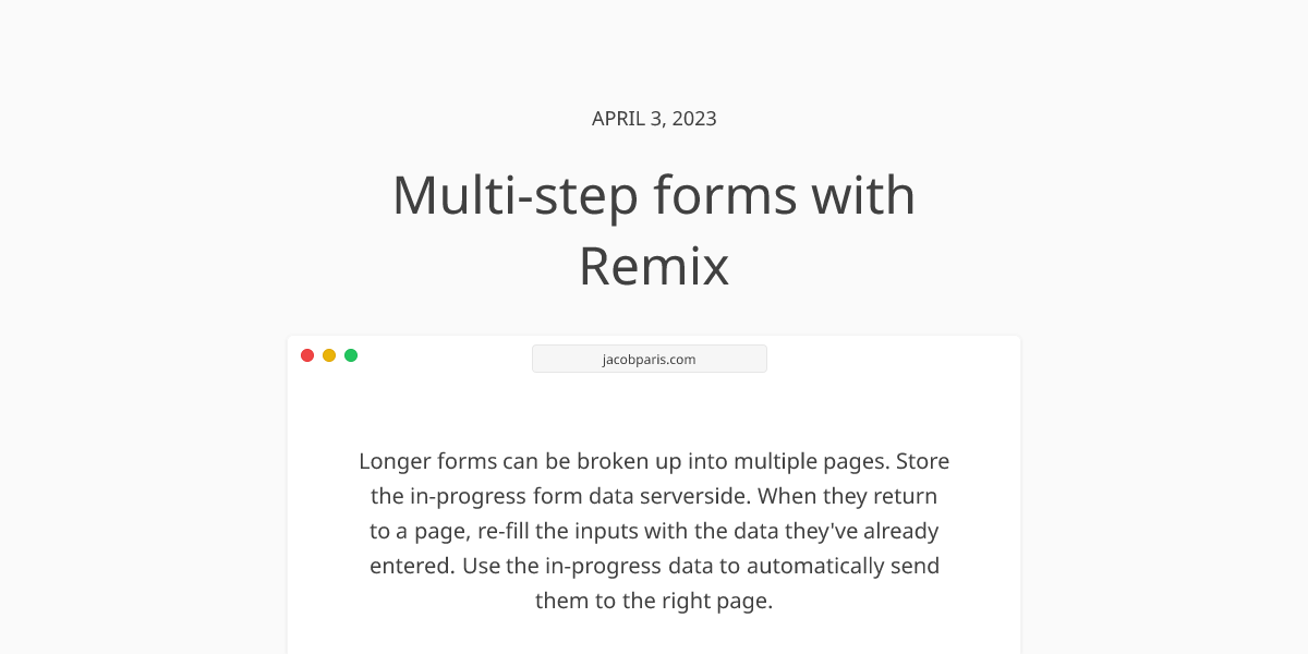 Multi Step Forms With Remix