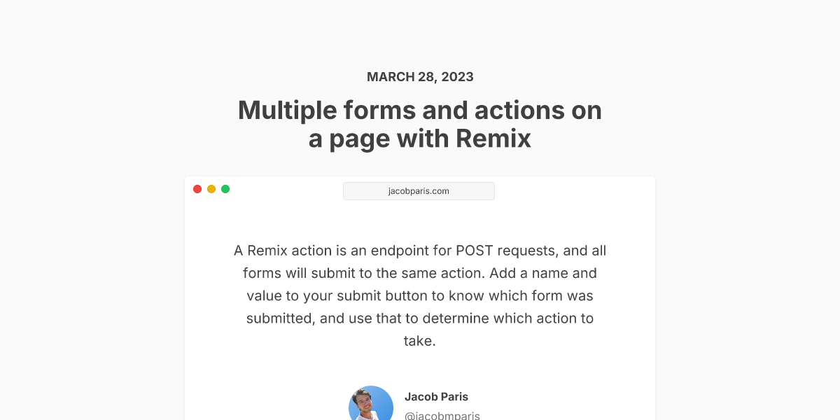 Multiple forms and actions on a page with Remix