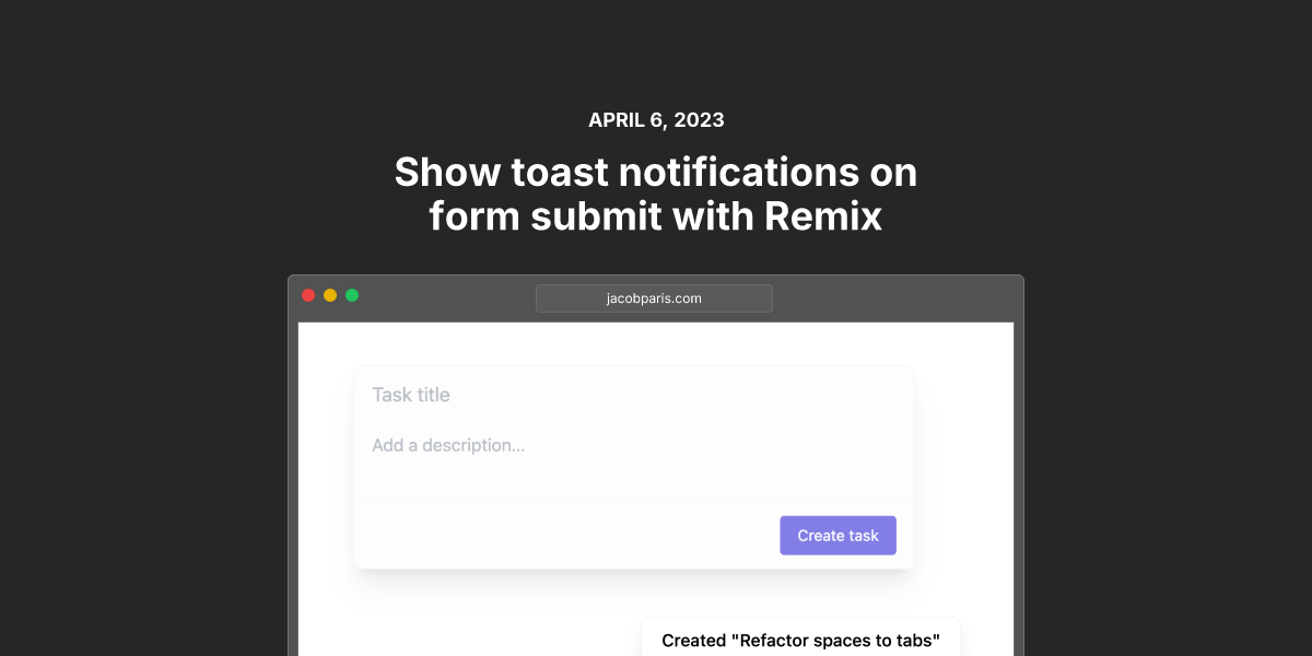 Show Toast Notifications On Form Submit With Remix 